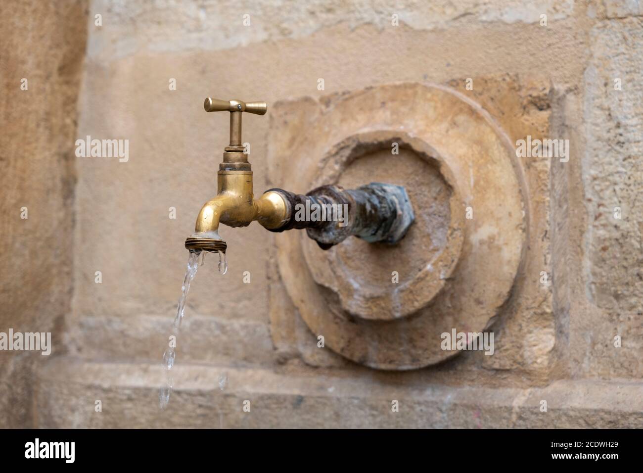 Urban fountain tap, detail of water for human consumption Stock Photo ...