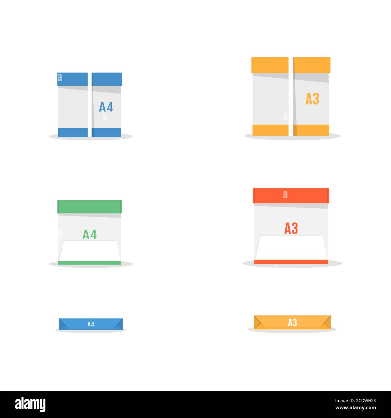 Set of office paper of different format isolated on white background ...