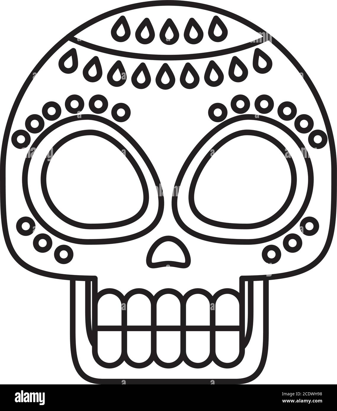 sugar skull icon over white background, line style, vector illustration ...