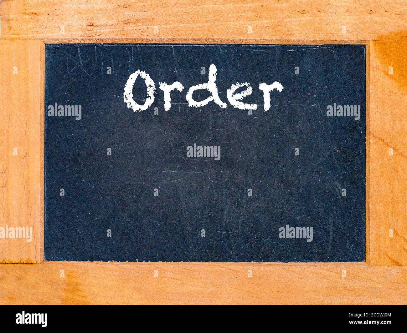 The order board with white chalk letters Stock Photo - Alamy