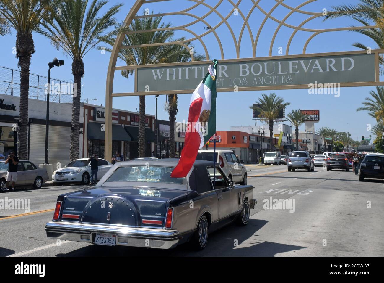 Los Angeles, United States. 29th Aug, 2020. Demonstrators wave Mexican ...