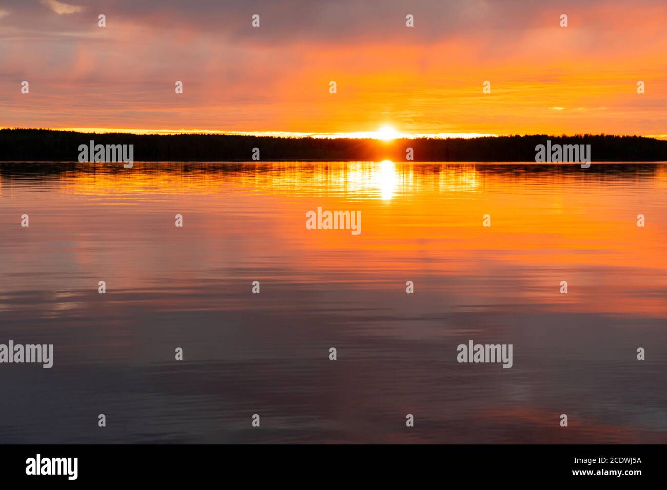 Water surface. Sunset sky background. Gold sunset sky with evening sky ...