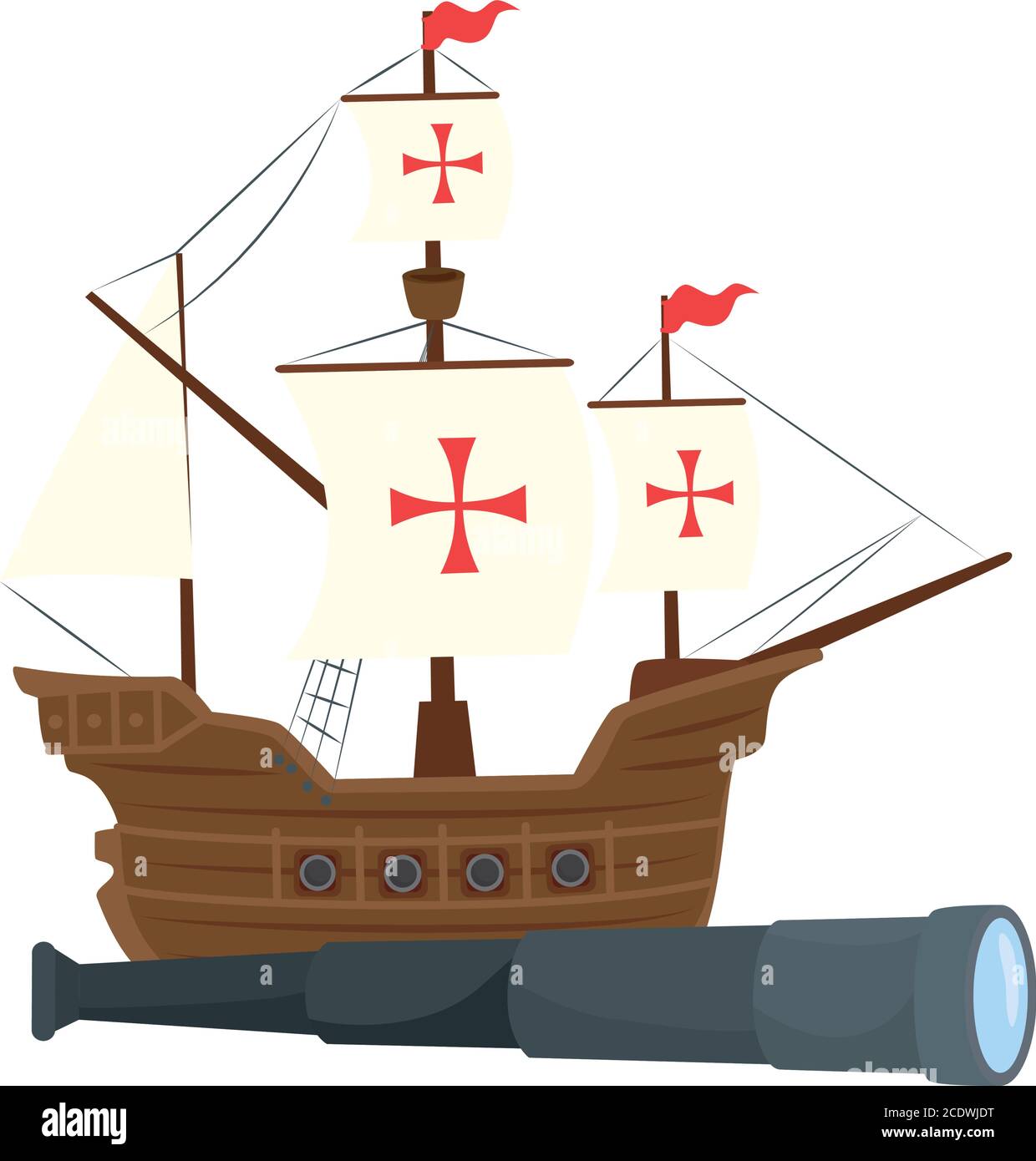 Columbus ship with telescope vector design Stock Vector Image & Art - Alamy