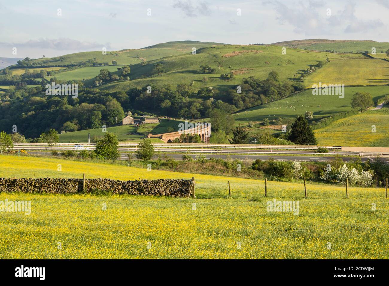 A rural view of the Yorkshire Dales National Park and The Ribblehead ...