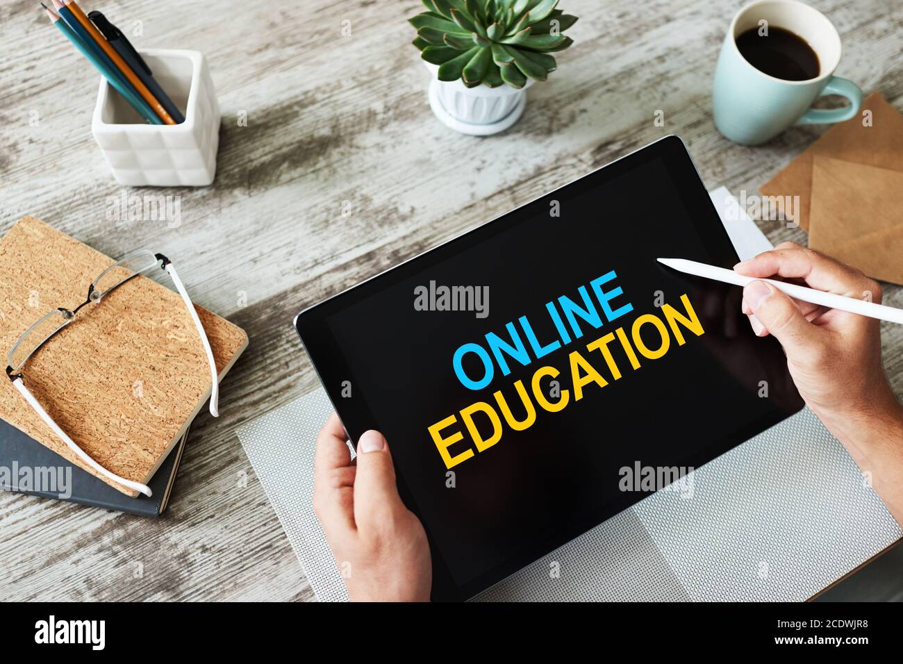 Online education, E-learning concept concept on device screen Stock ...