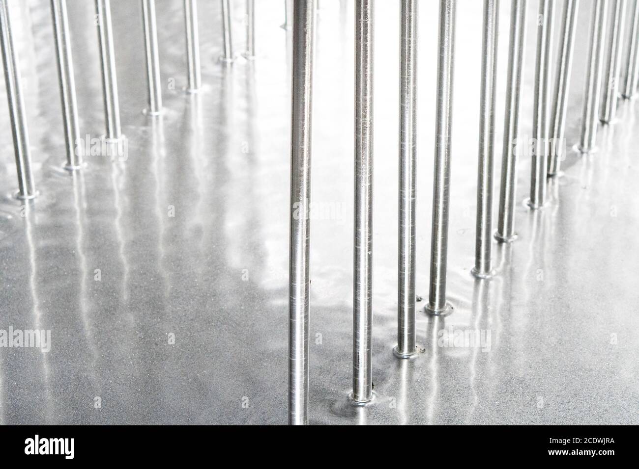 Galvanized parts. Galvanized industrial parts on a construction site ...