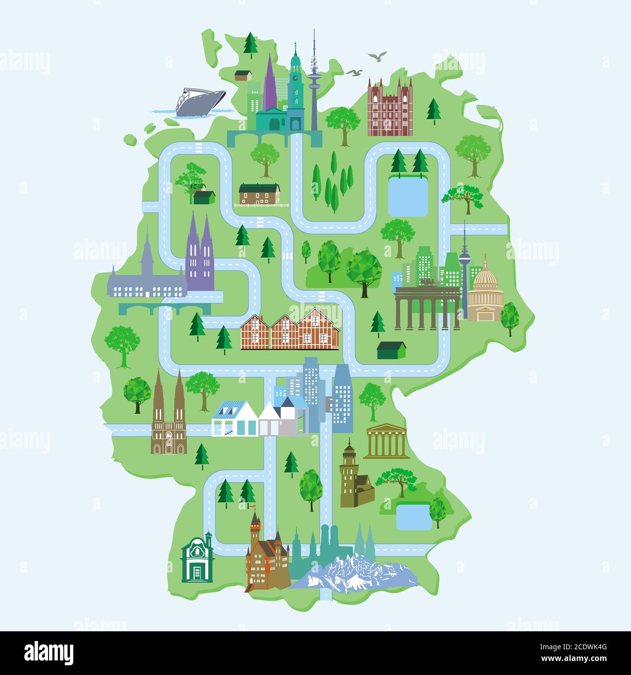 Germany cities map hi-res stock photography and images - Alamy