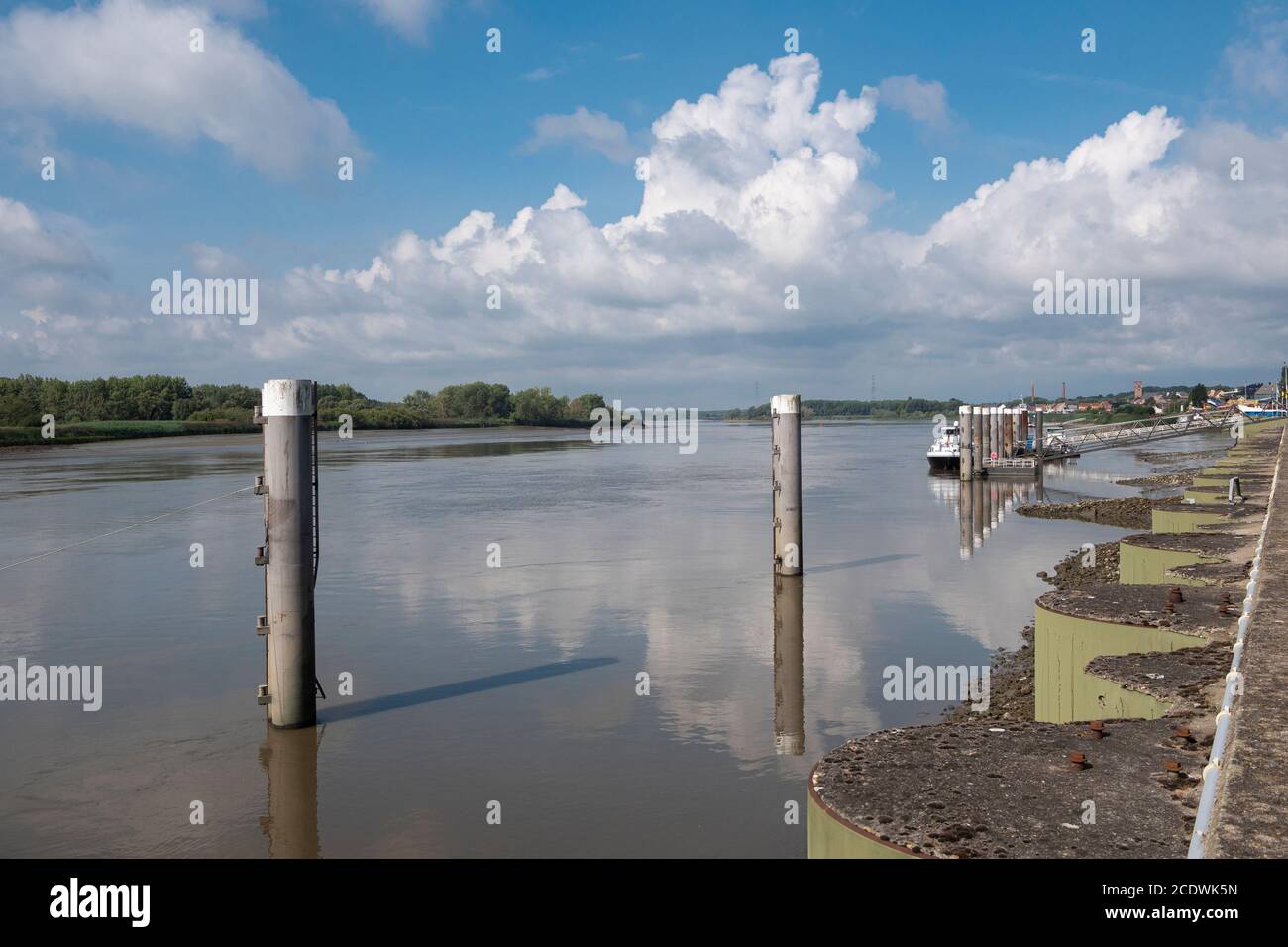 Tielrode, Belgium, peaceful landscape with the Durme river and the ...