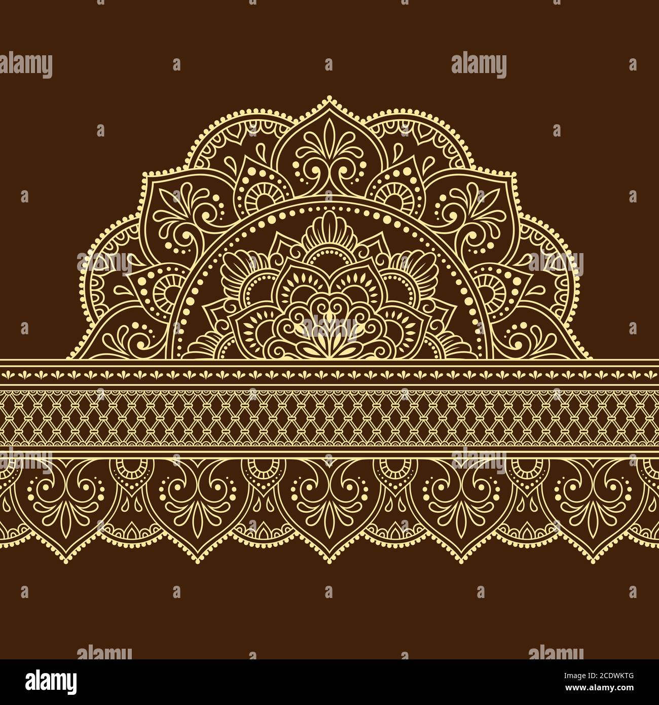 Seamless borders with mandala for design, application of henna, Mehndi ...