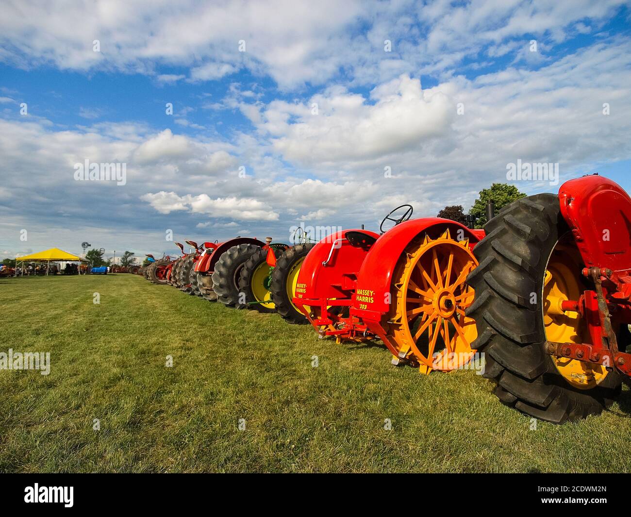 Exhibition of antique tractors. Tractor show. Agreecultural machines ...