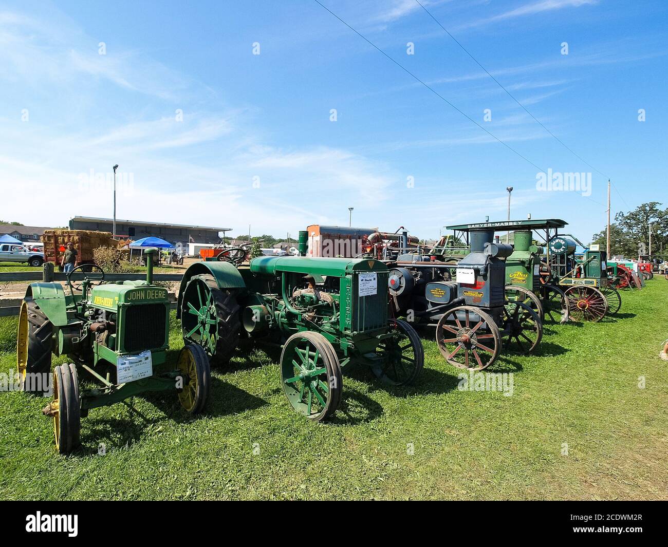 Exhibition of antique tractors. Tractor show. Agreecultural machines ...