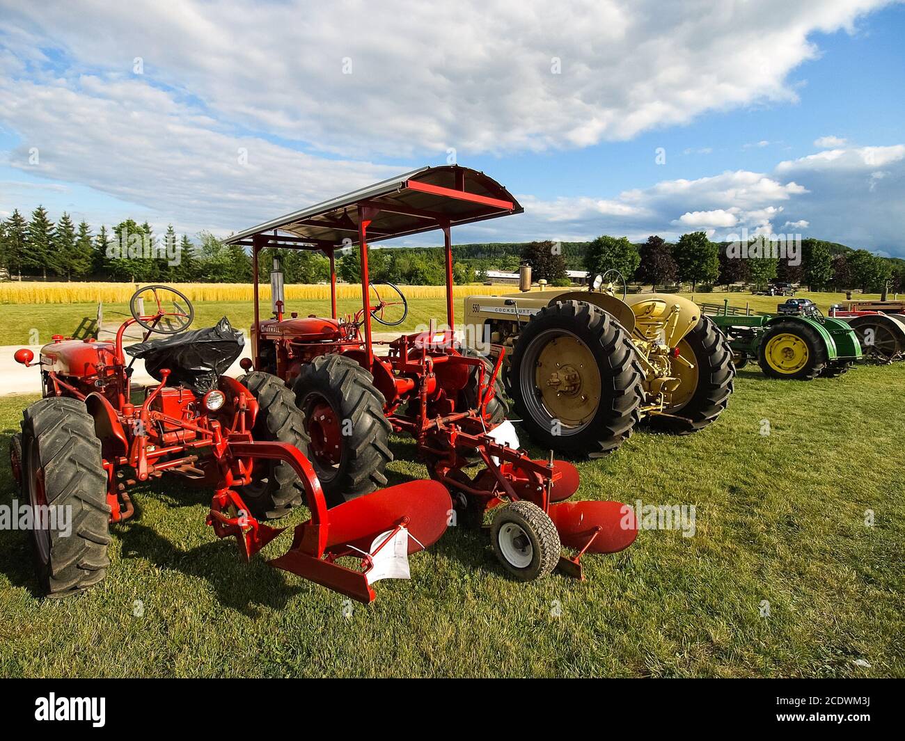 Exhibition of antique tractors. Tractor show. Agreecultural machines ...