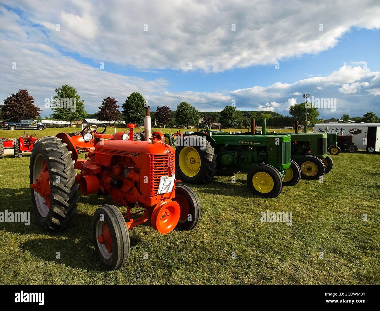 Exhibition of antique tractors. Tractor show. Agreecultural machines ...