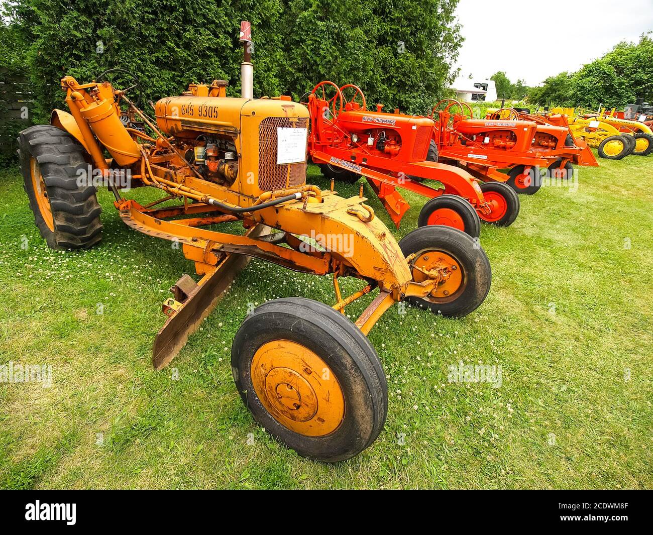 Exhibition of antique tractors. Tractor show. Agreecultural machines ...