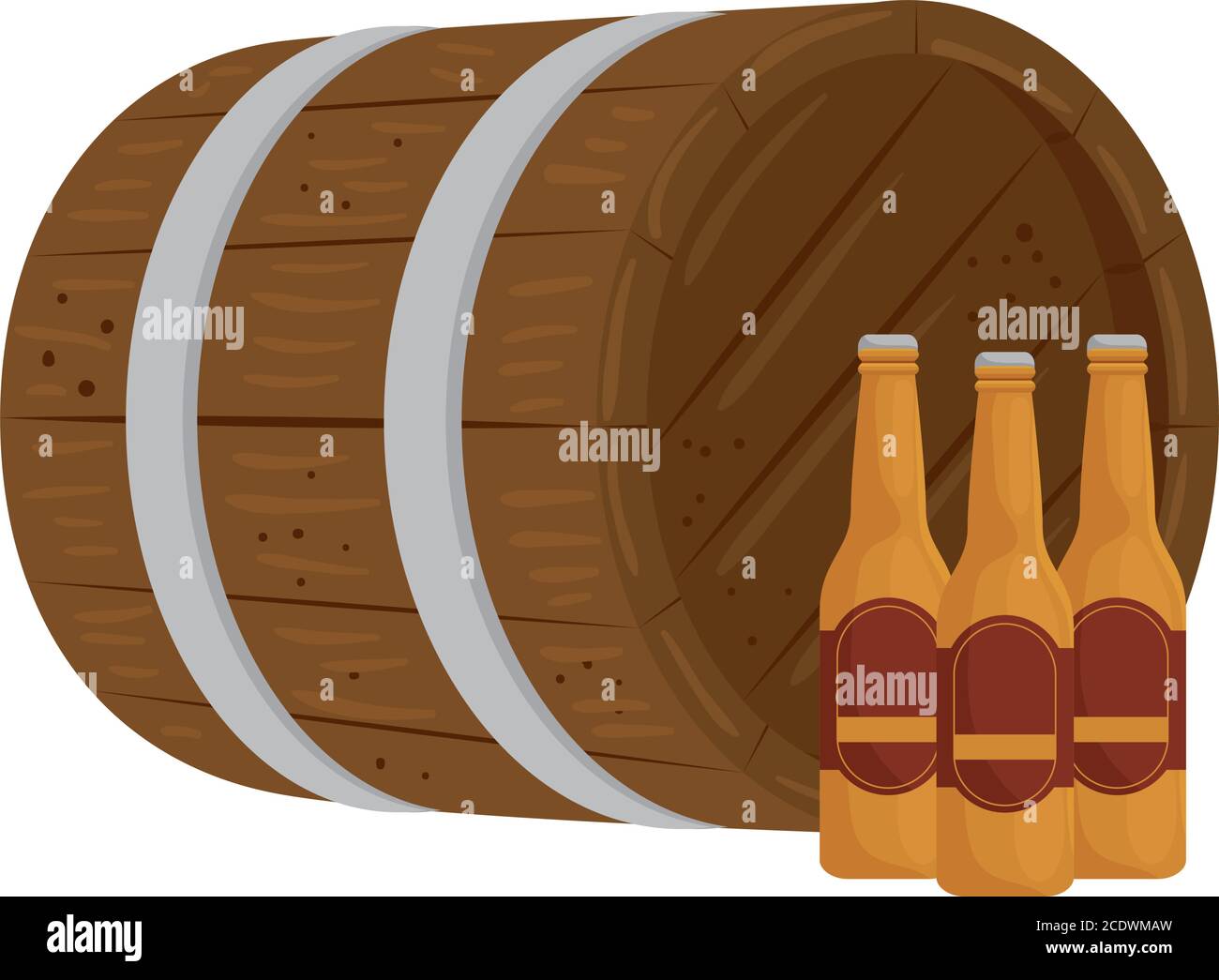 Isolated beer bottles with barrel vector design Stock Vector Image ...
