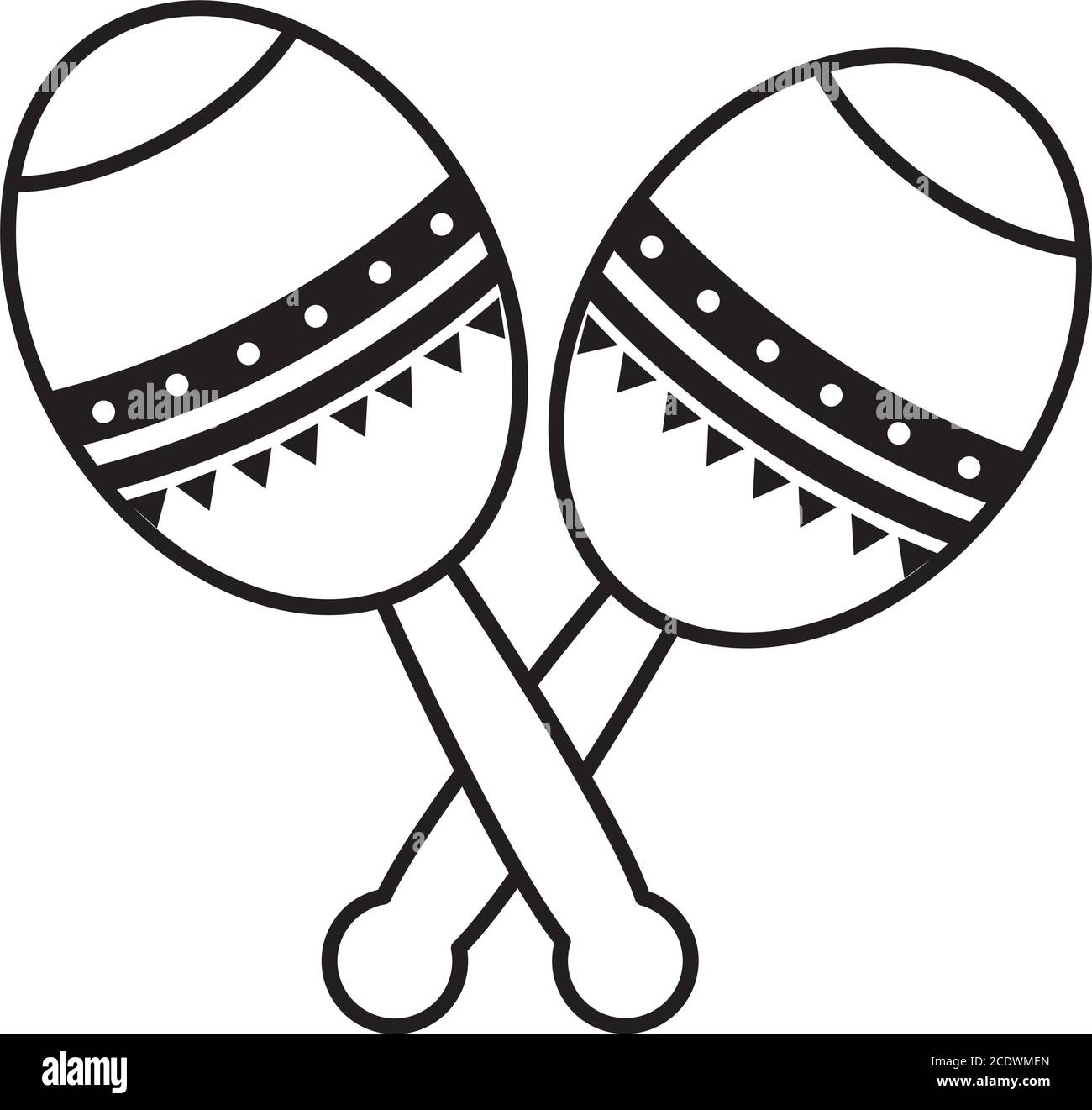 mexican maracas icon over white background, line style, vector ...