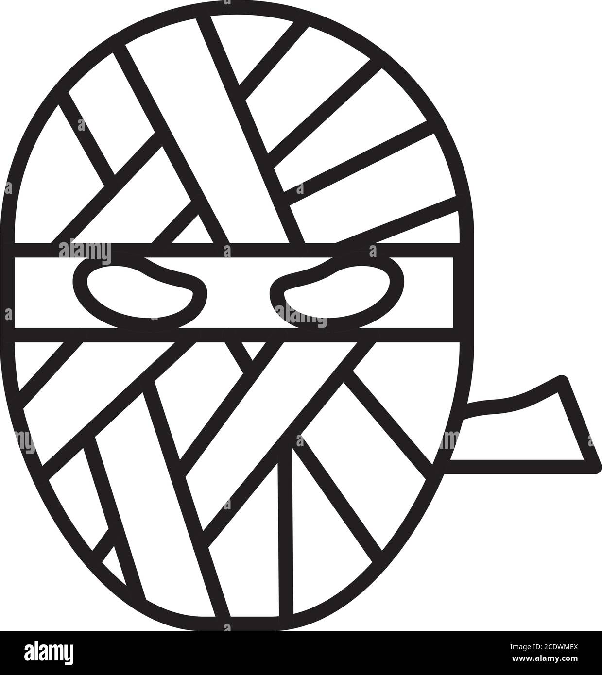 Halloween mummy mask line style icon design, Holiday and scary theme ...