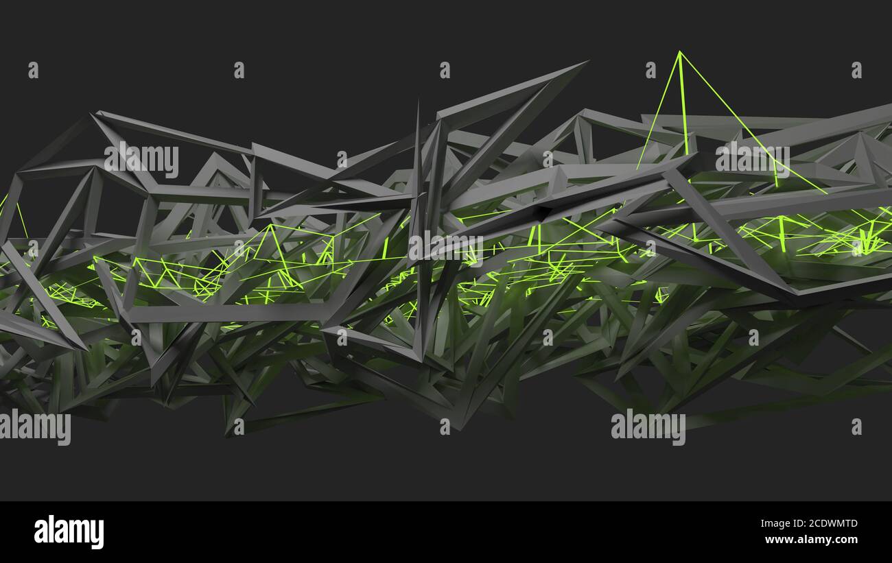 Abstract low poly green and gray. Connection structure. Connection data ...