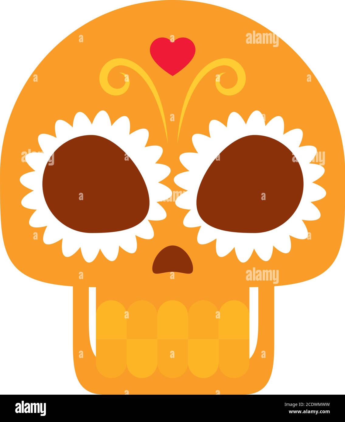 mexican sugar skull icon over white background, flat style, vector ...