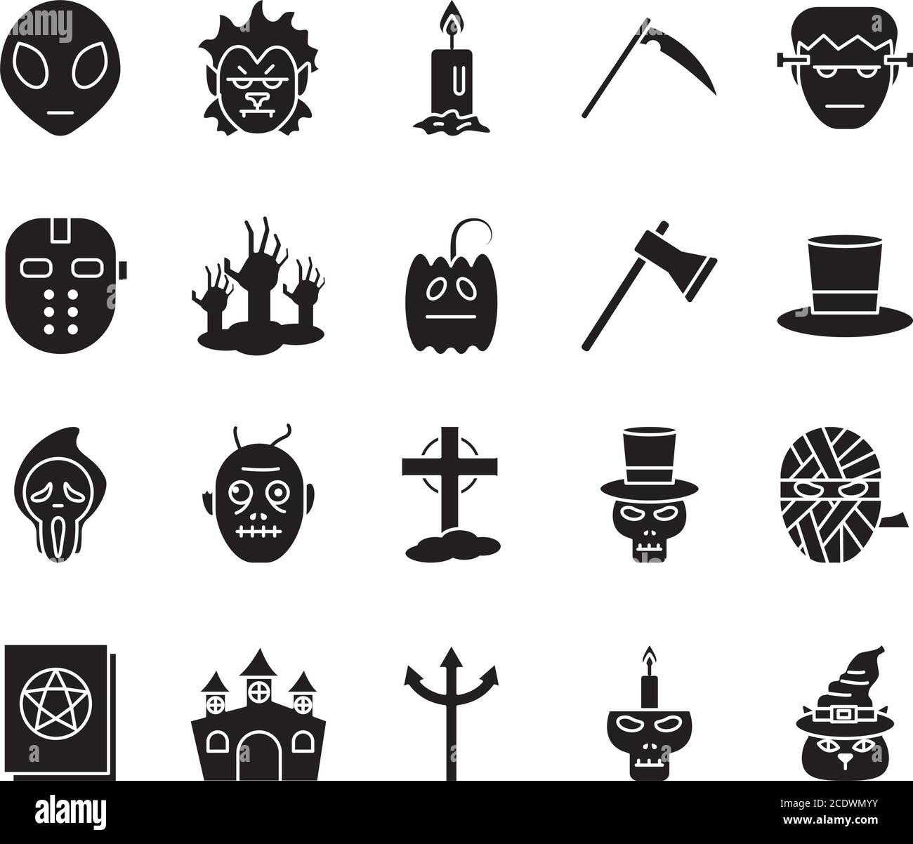 Halloween silhouette style bundle of icons design, Holiday and scary ...
