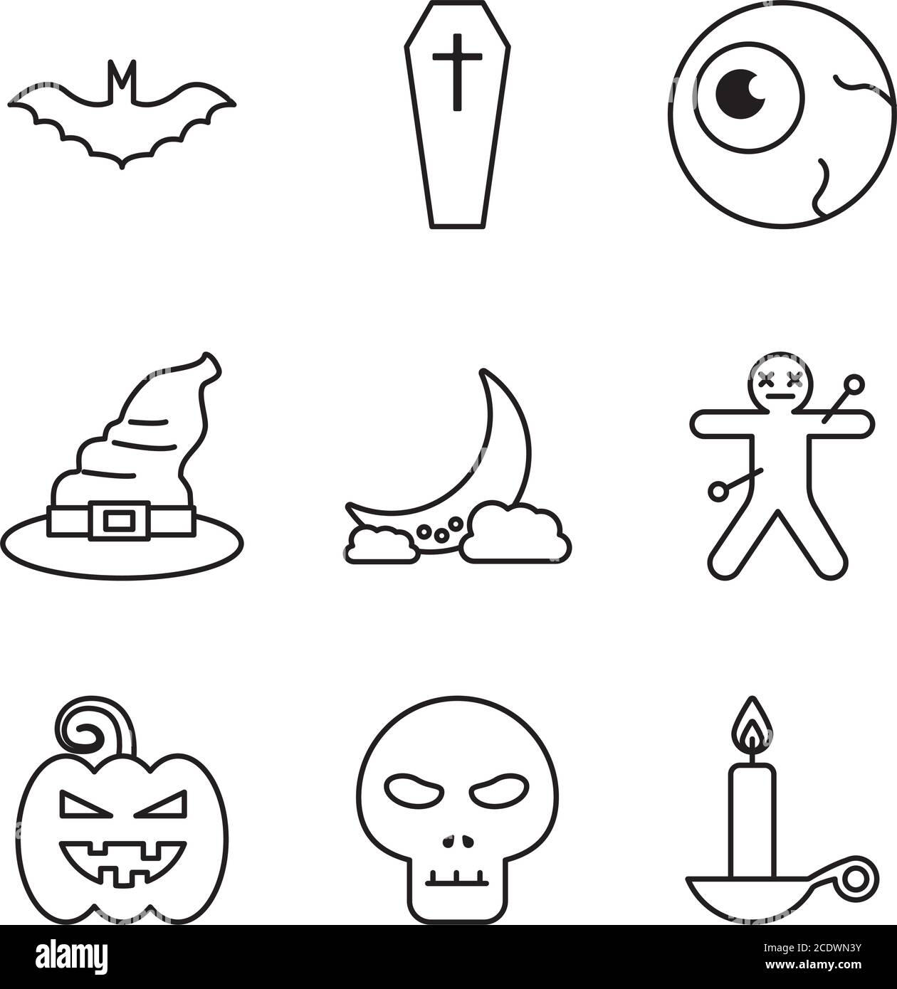 Halloween line style icon set design, Holiday and scary theme Vector ...