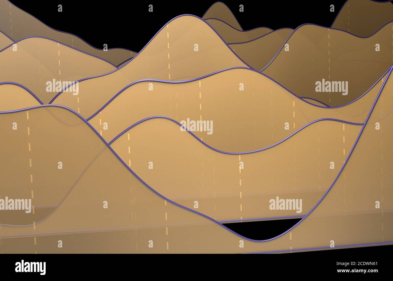linear curved yellow graph set 3d illustration Stock Photo - Alamy