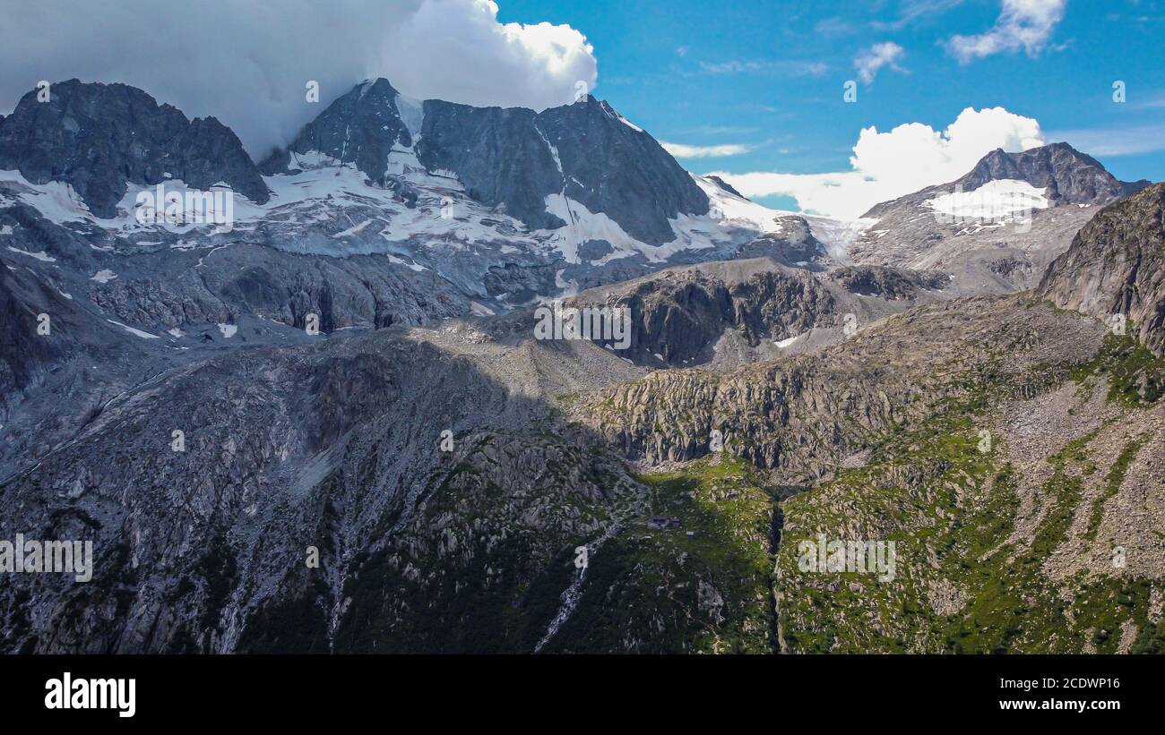 summer view of Presena Glacier (3,000 m a.s.l.) in the the Adamello ...
