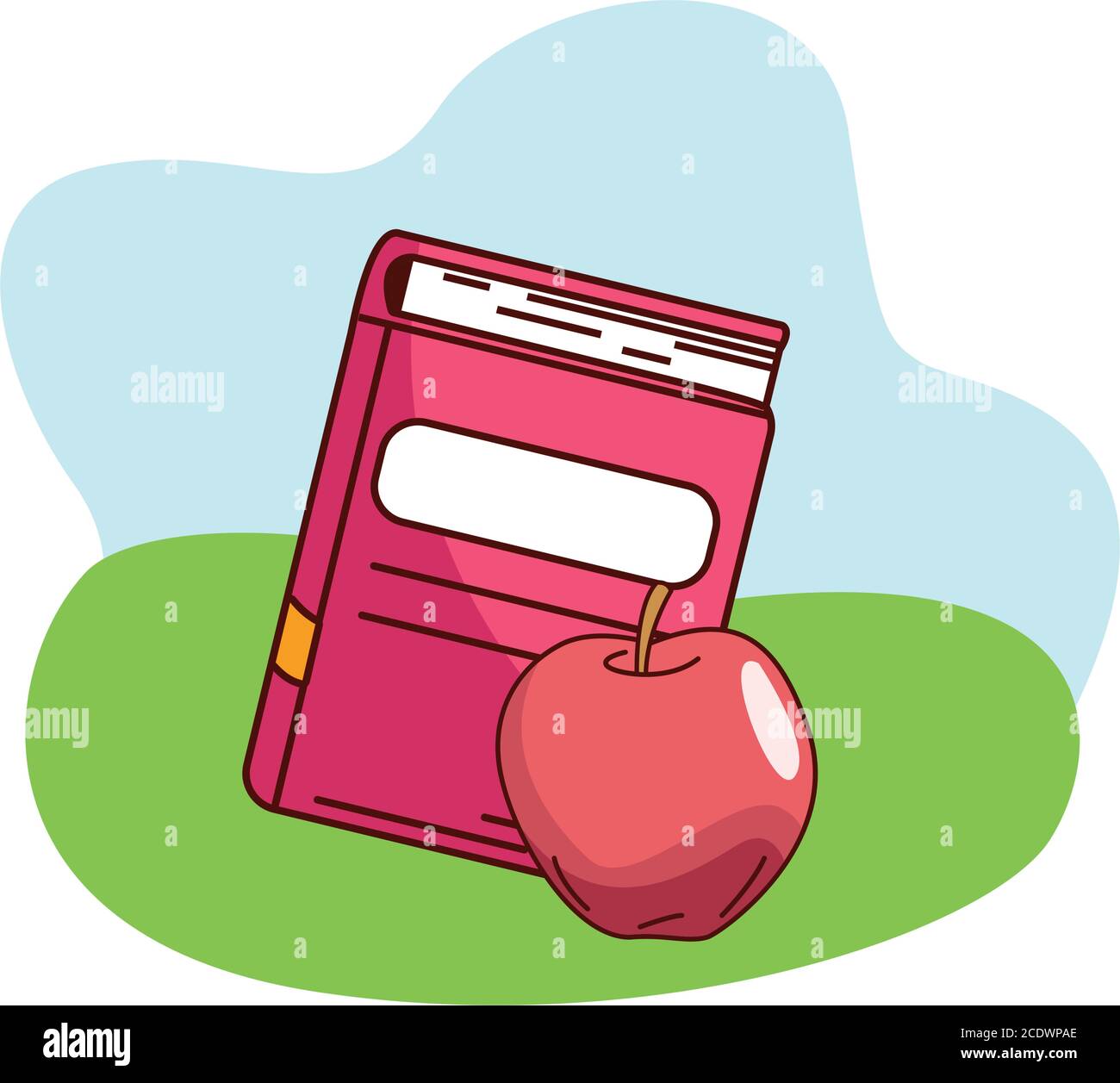 School red notebook with apple design, Education class lesson and ...
