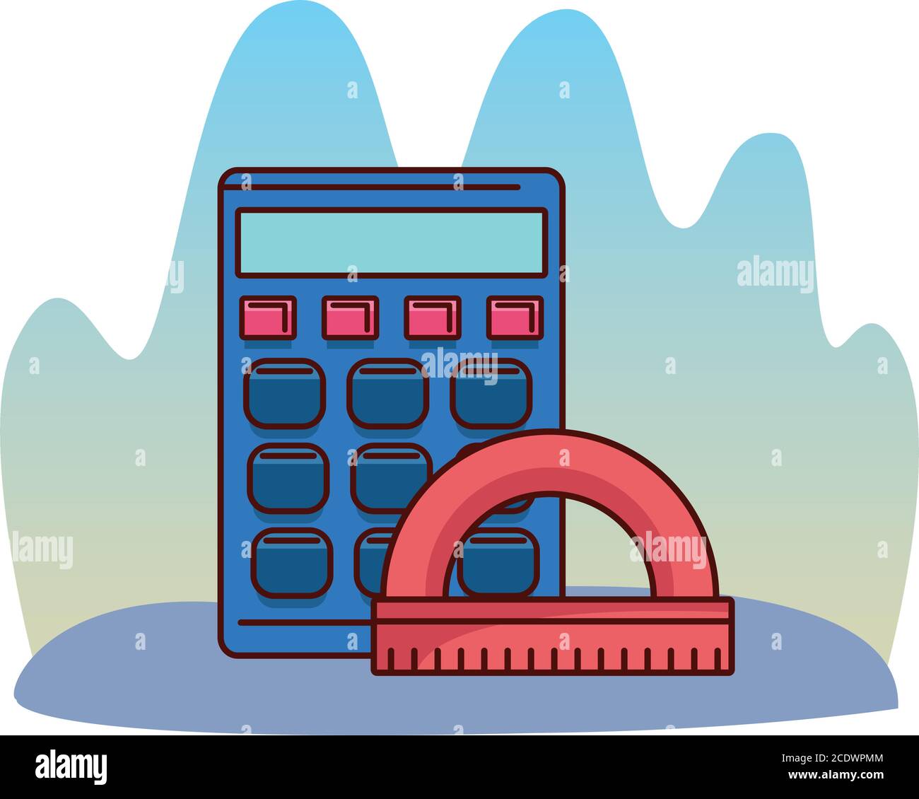 blue calculator with ruler design, Mathematics finance device ...