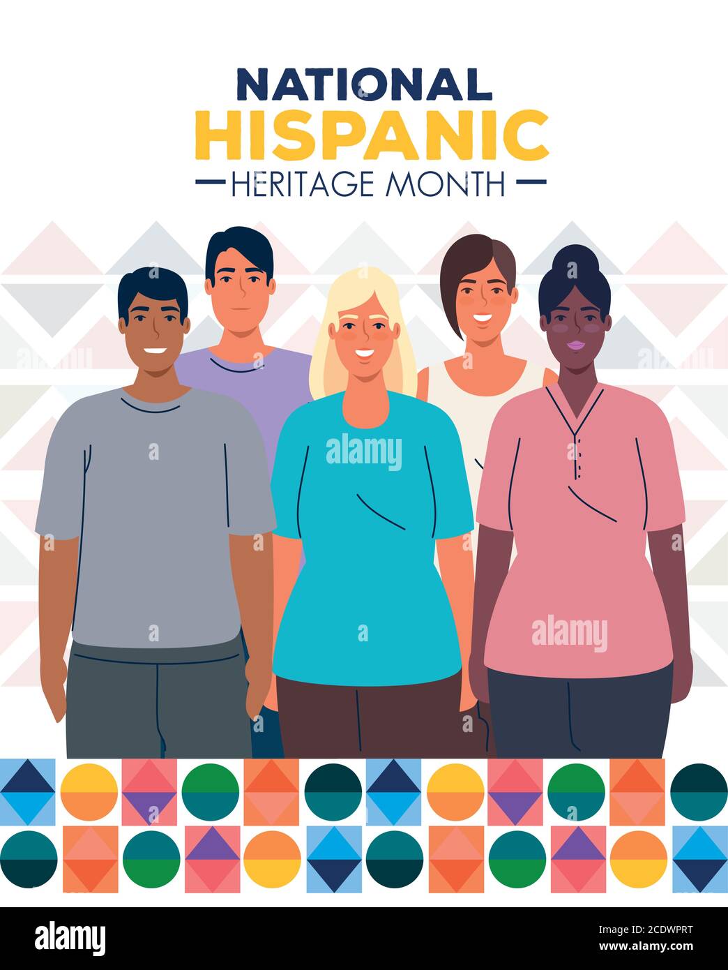 latin women and men cartoons of national hispanic heritage month vector ...