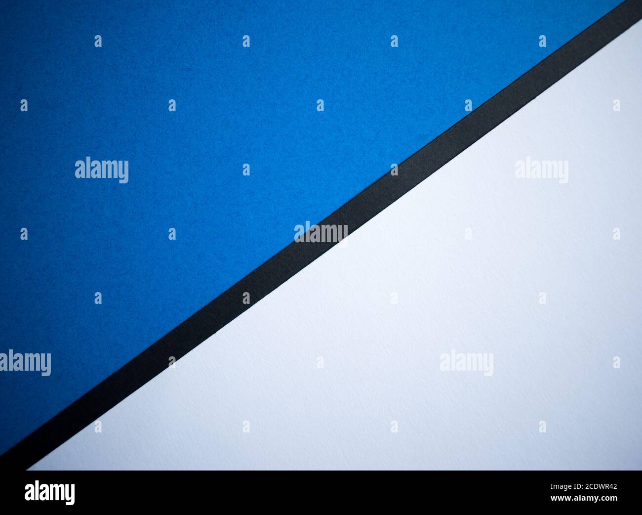 Blue and white background diagonally divided with black line Stock ...