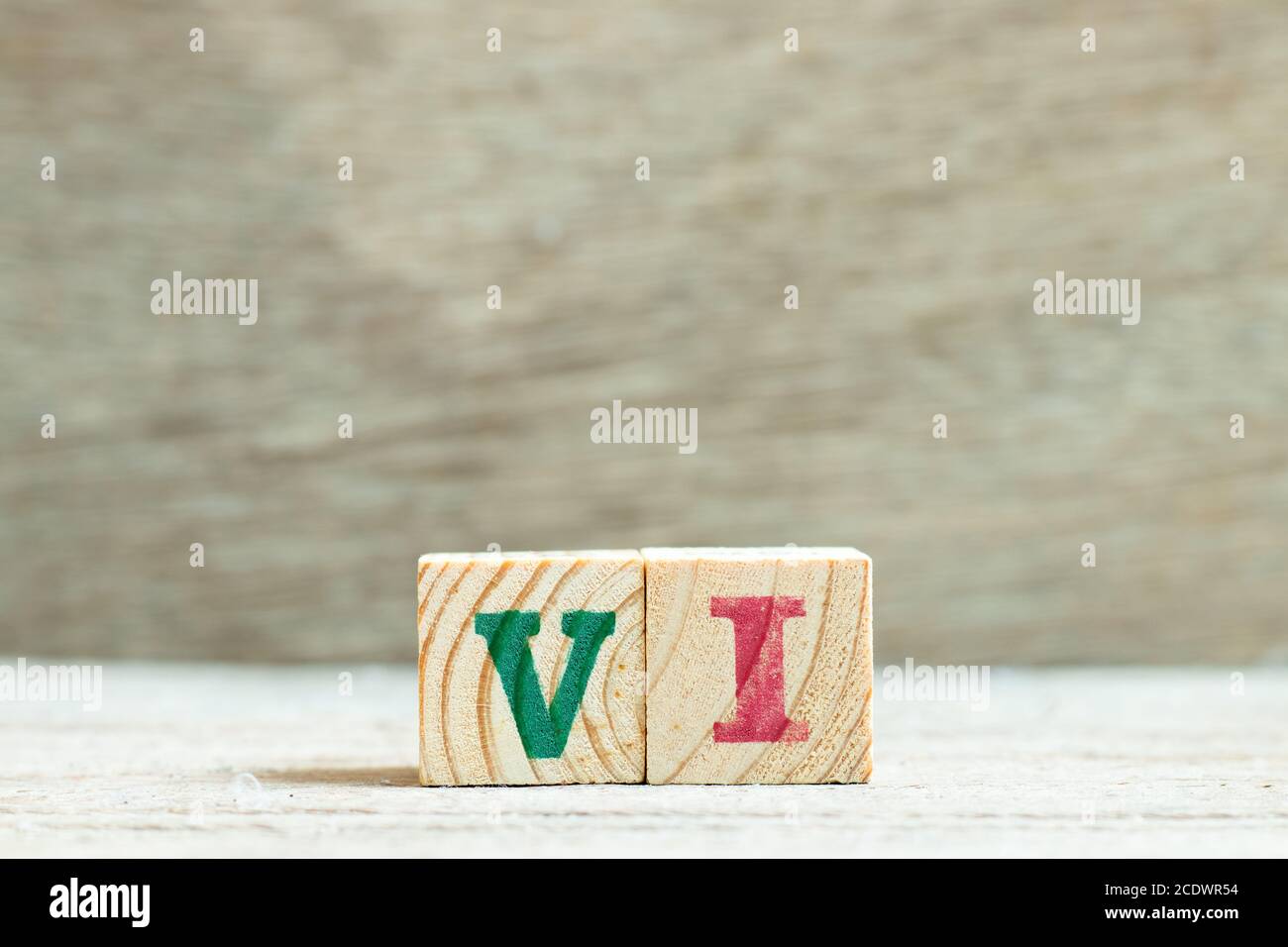 Alphabet letter in word VI (abbreviation for value investor) on wood ...