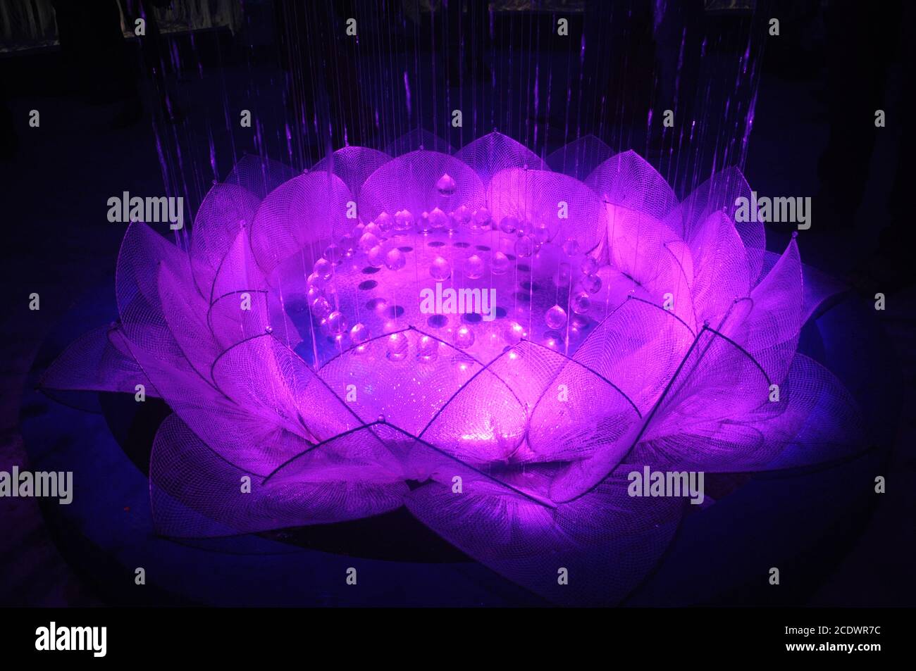 beautiful decoration with lightings of a kolkata or calcutta durga puja ...