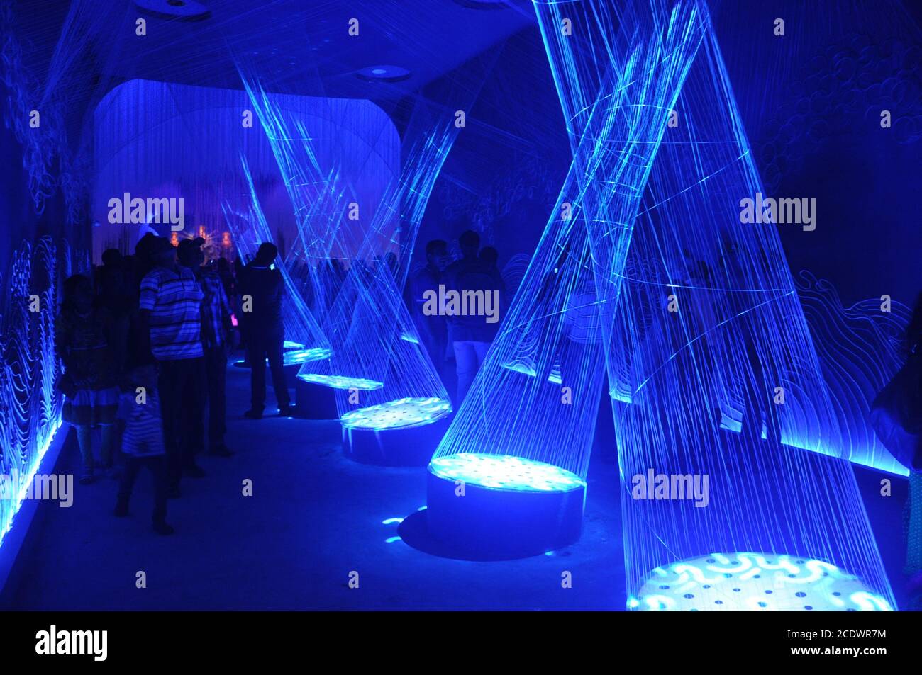beautiful decoration with lightings of a kolkata or calcutta durga puja ...