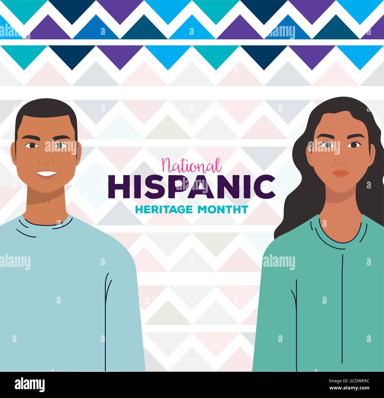 latin woman and man cartoons of national hispanic heritage month vector ...