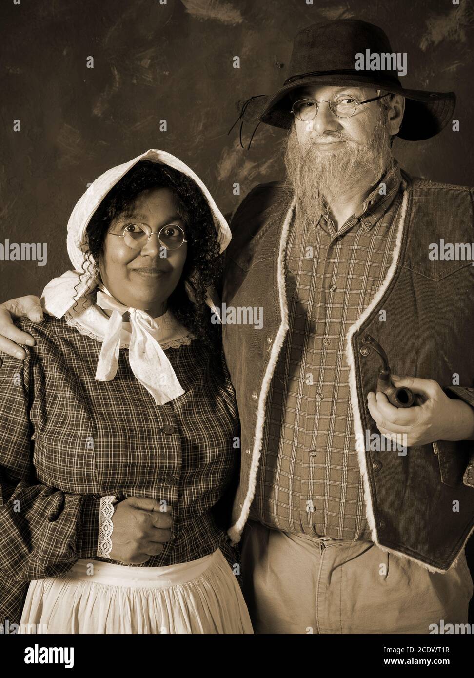 Victorian portrait of a colonial peasant family of the 17th century ...
