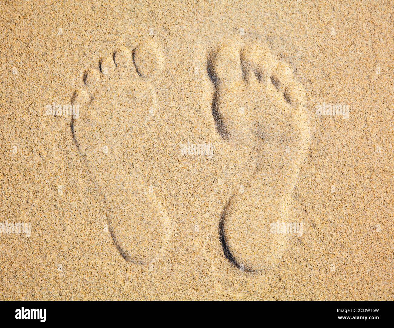 Two Footprints in sand at the Beach Stock Photo - Alamy