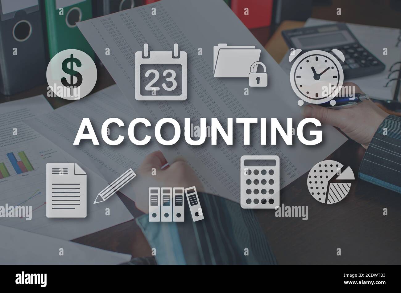 Accounting concept illustrated by a picture on background Stock Photo ...