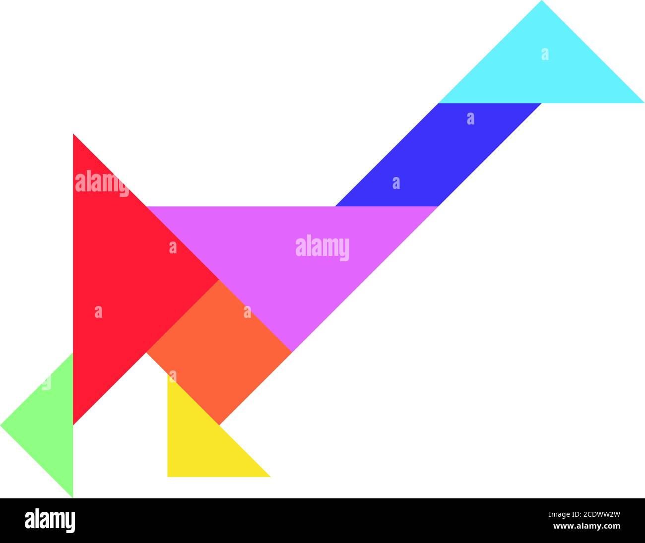 Color tangram puzzle in swan, duck or goose shape on white background ...