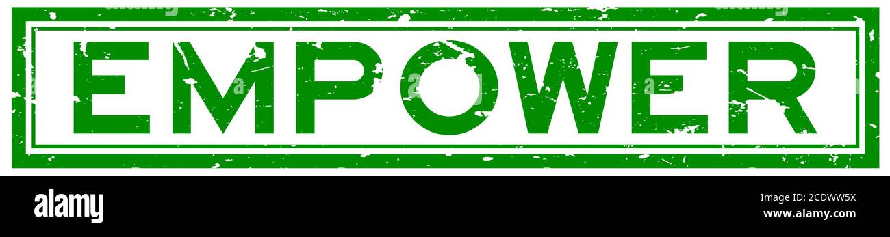 Grunge green empower word rubber seal stamp on white background Stock ...