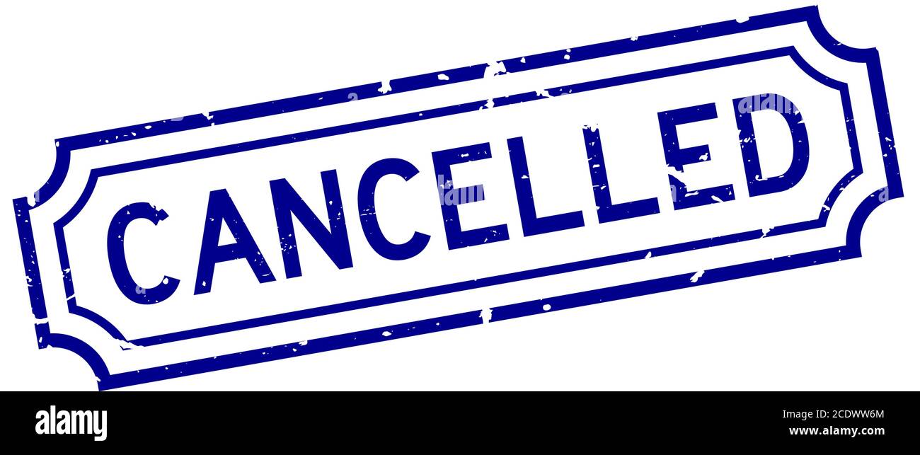 Grunge blue cancelled word rubber seal stamp on white background Stock Vector Image & Art - Alamy