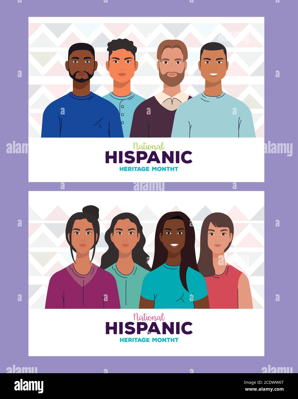 latin women and men cartoons of national hispanic heritage month vector ...