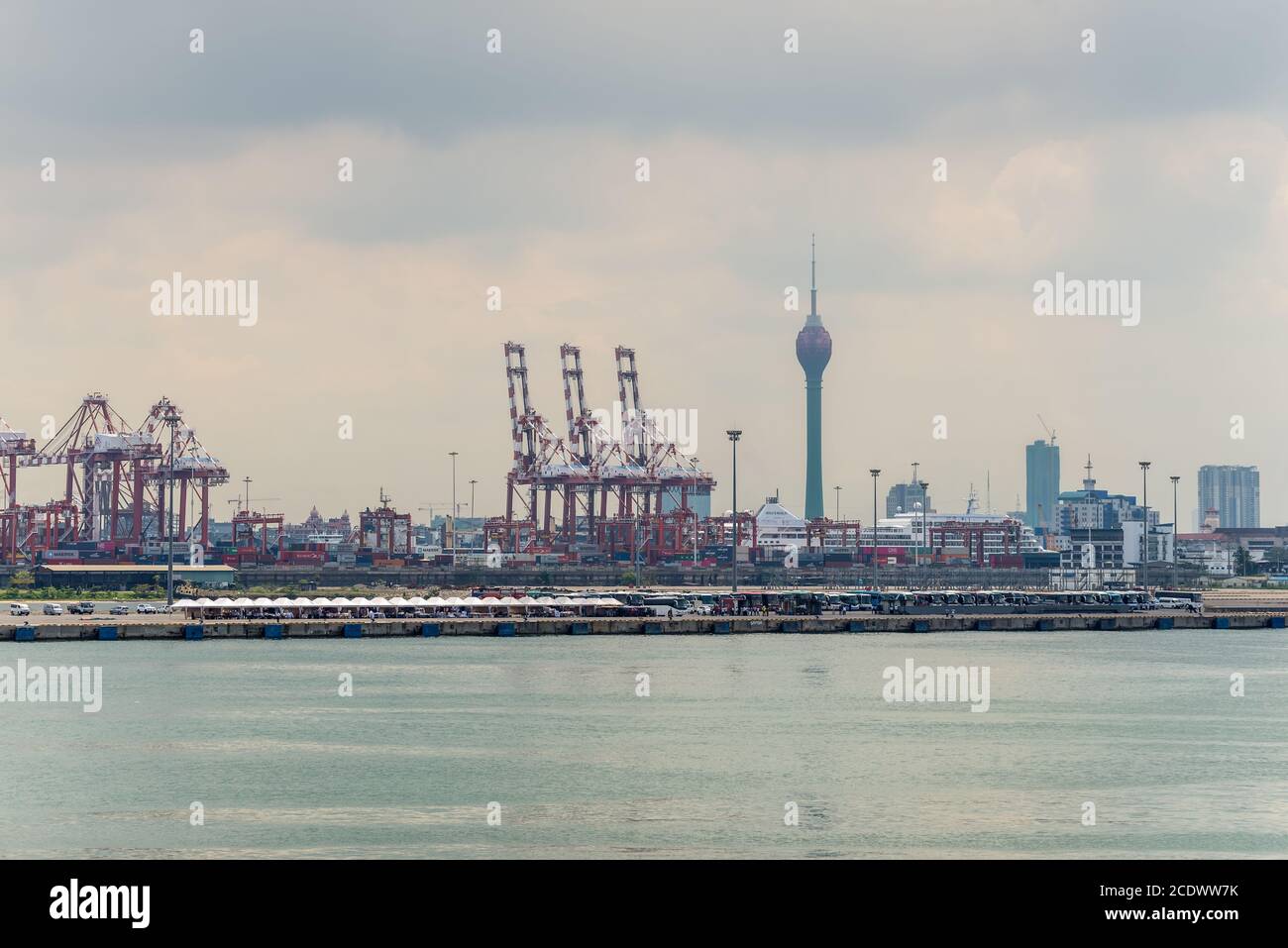 Colombo, Sri Lanka - November 25, 2019: View of the Port Of Colombowith ...