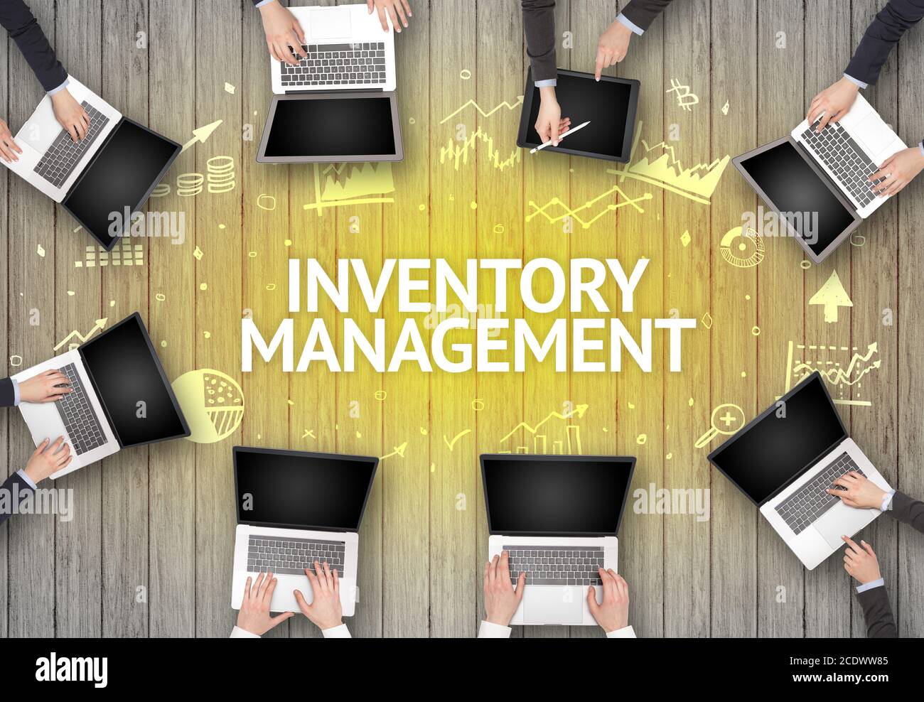 Group of Busy People Working in an Office with INVENTORY MANAGEMENT ...