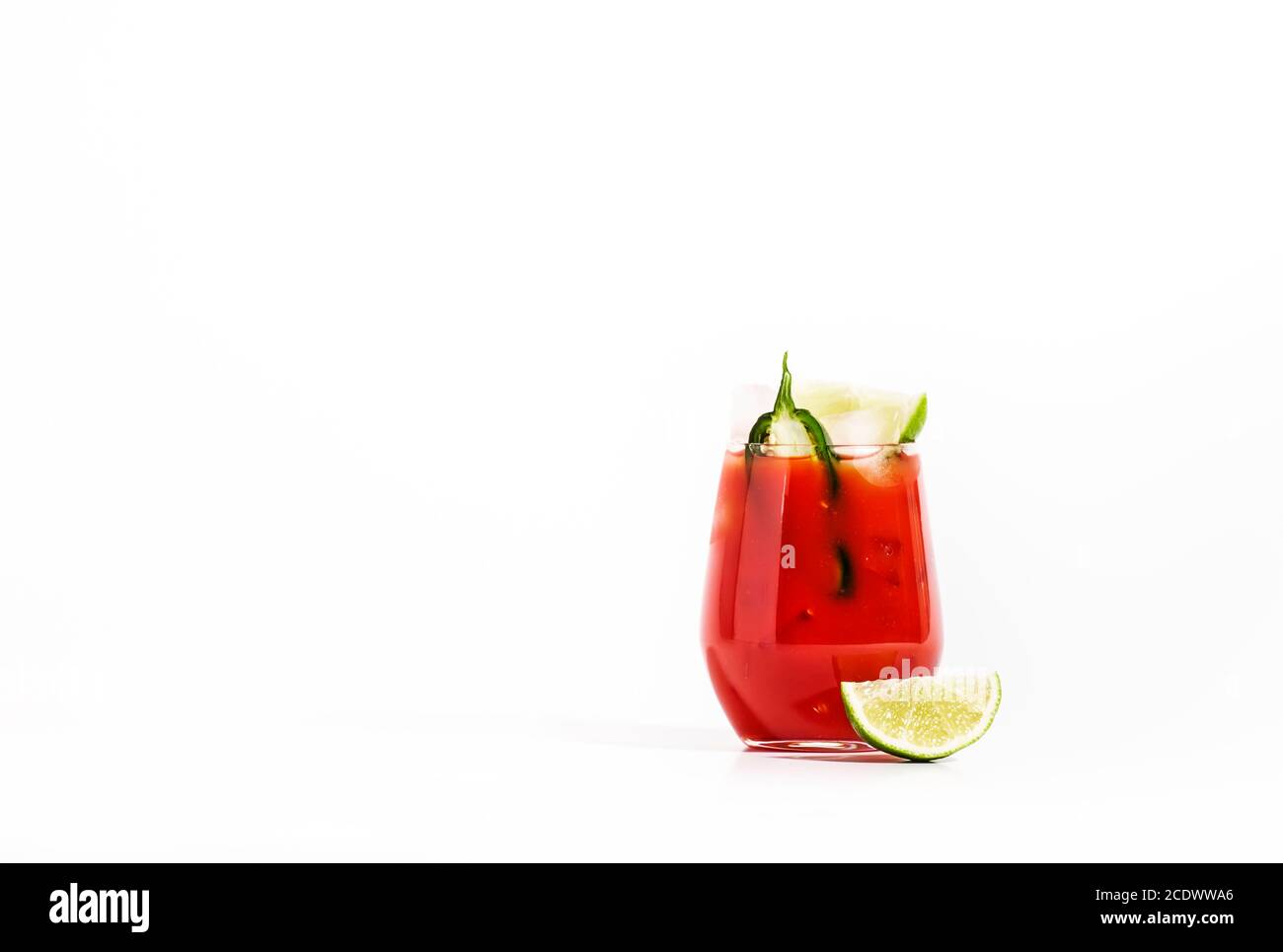 Spicy alcoholic cocktail with vodka, tomato juice, jalapeno pepper ...