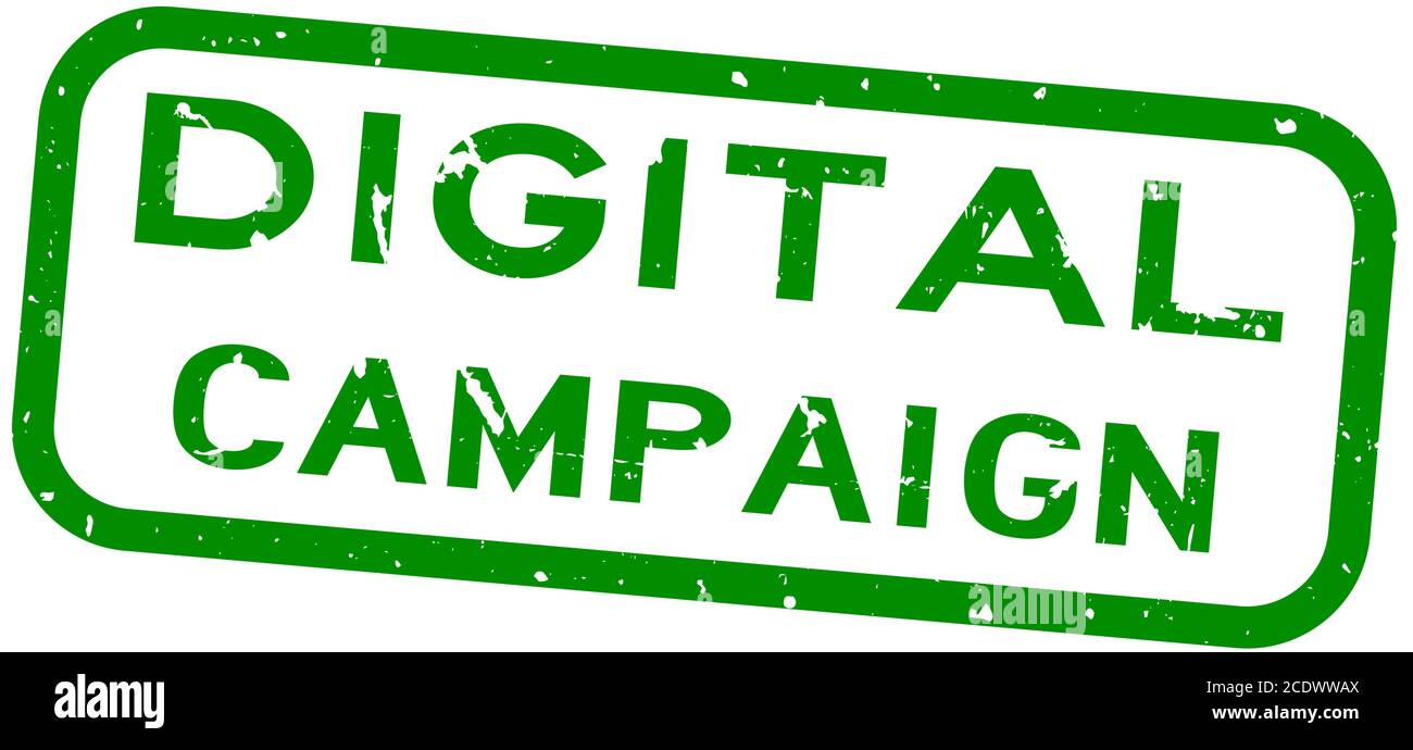 Grunge green digital campaign word square rubber seal stamp on white ...