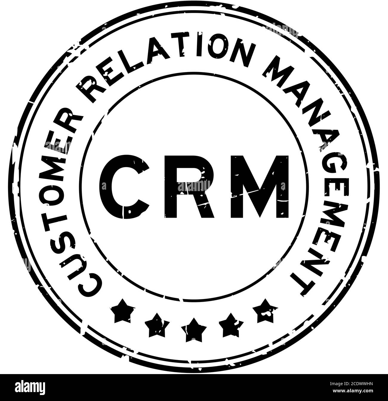 Grunge black CRM Customer Relationship Management word round rubber ...