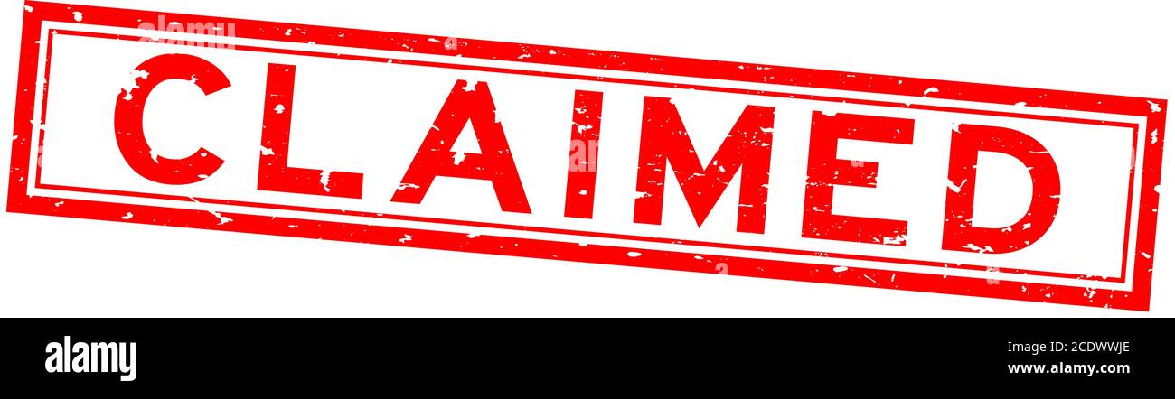 Grunge red claimed word square rubber seal stamp on white background ...