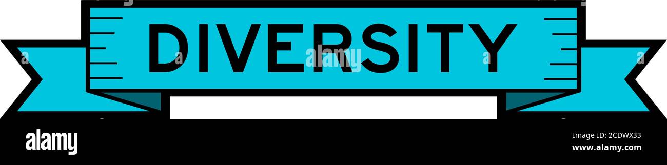 Vintage blue color label banner with word diversity on white background ...