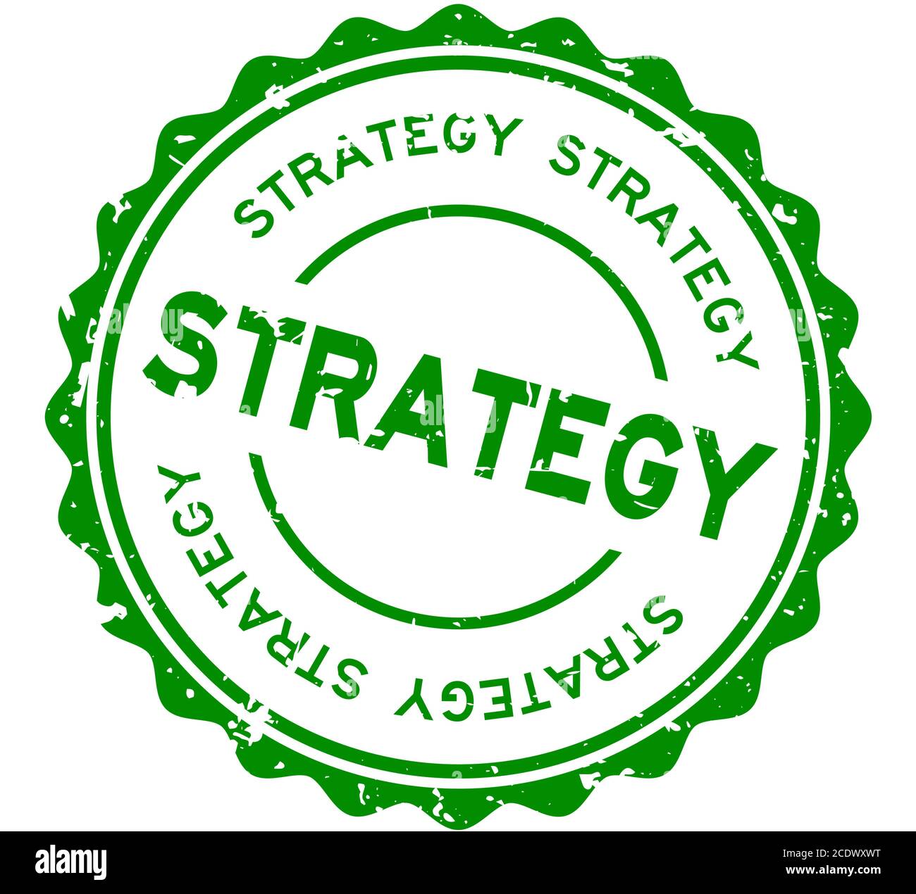 Grunge green strategy word round rubber seal stamp on white background ...
